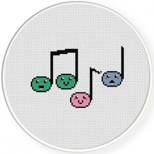 Happy Musical Notes Cross Stitch Pattern – Daily Cross Stitch