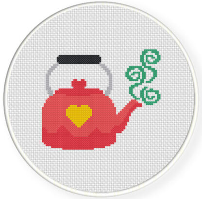 Charts Club Members Only: Cute Pink Kettle Cross Stitch Pattern – Daily ...
