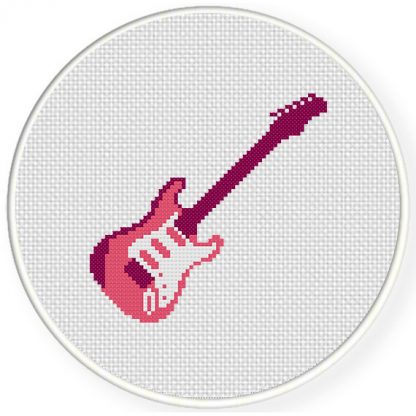 Pink Electric Guitar Cross Stitch Pattern – Daily Cross Stitch