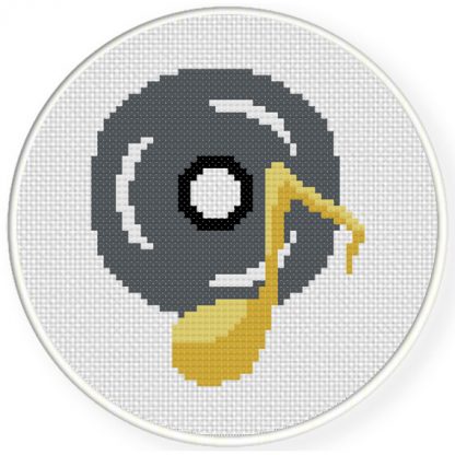 Music Disk & Note Cross Stitch Pattern – Daily Cross Stitch