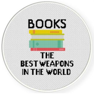 Books Are The Best Weapons Cross Stitch Pattern – Daily Cross Stitch