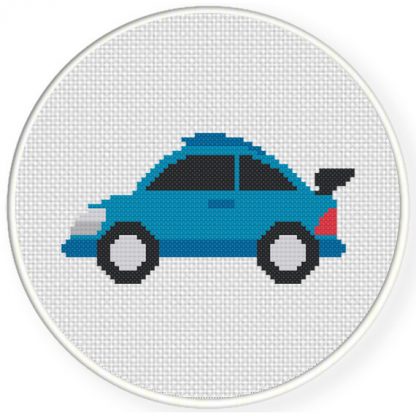 Blue Cute Sports Car Cross Stitch Pattern – Daily Cross Stitch