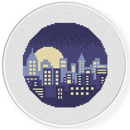 Night City Scape Cross Stitch Pattern – Daily Cross Stitch