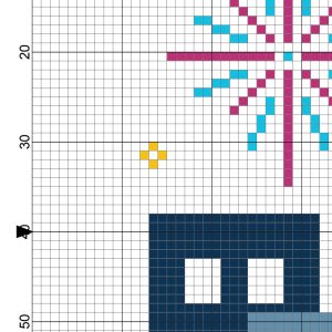 Buildings and Fireworks Cross Stitch Pattern – Daily Cross Stitch
