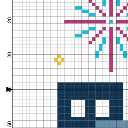 Buildings and Fireworks Cross Stitch Pattern – Daily Cross Stitch