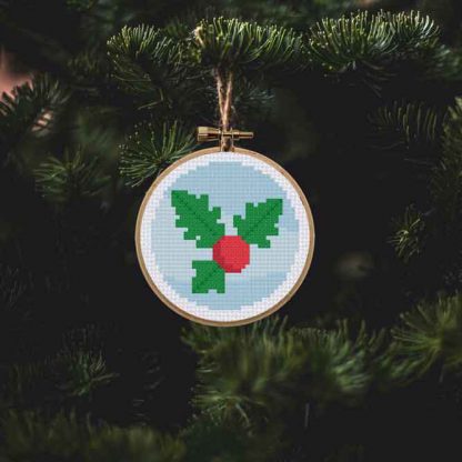 Christmas Ornament – Mistletoe Cross Stitch Pattern – Daily Cross Stitch