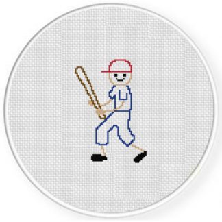 Baseball Kid Doodle Cross Stitch Pattern – Daily Cross Stitch