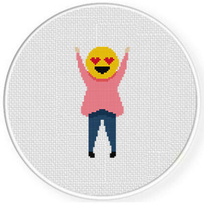In Love Emoji Person Cross Stitch Pattern – Daily Cross Stitch