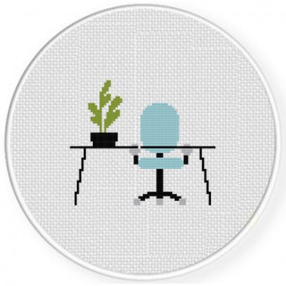 Work Table With Potted Plant Cross Stitch Pattern – Daily Cross Stitch