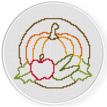 Autumn Harvest Outline Cross Stitch Pattern – Daily Cross Stitch