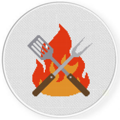 Flamin BBQ Tools Cross Stitch Pattern – Daily Cross Stitch