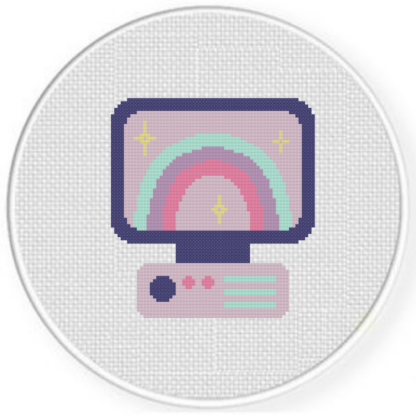 Rainbow Gamer PC Cross Stitch Pattern – Daily Cross Stitch