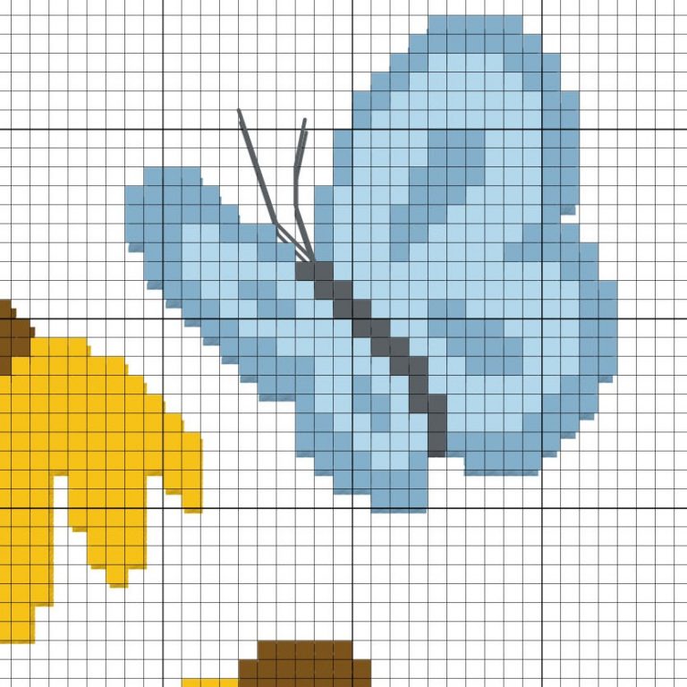 Yellow Florals and Butterfly Cross Stitch Pattern – Daily Cross Stitch