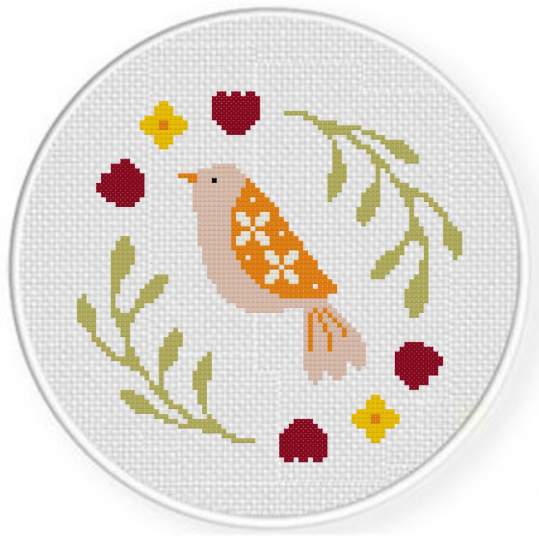 Folk Bird Cross Stitch Pattern – Daily Cross Stitch
