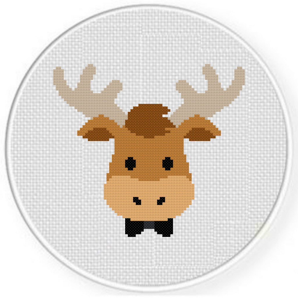 Bow Tie Moose Cross Stitch Pattern – Daily Cross Stitch