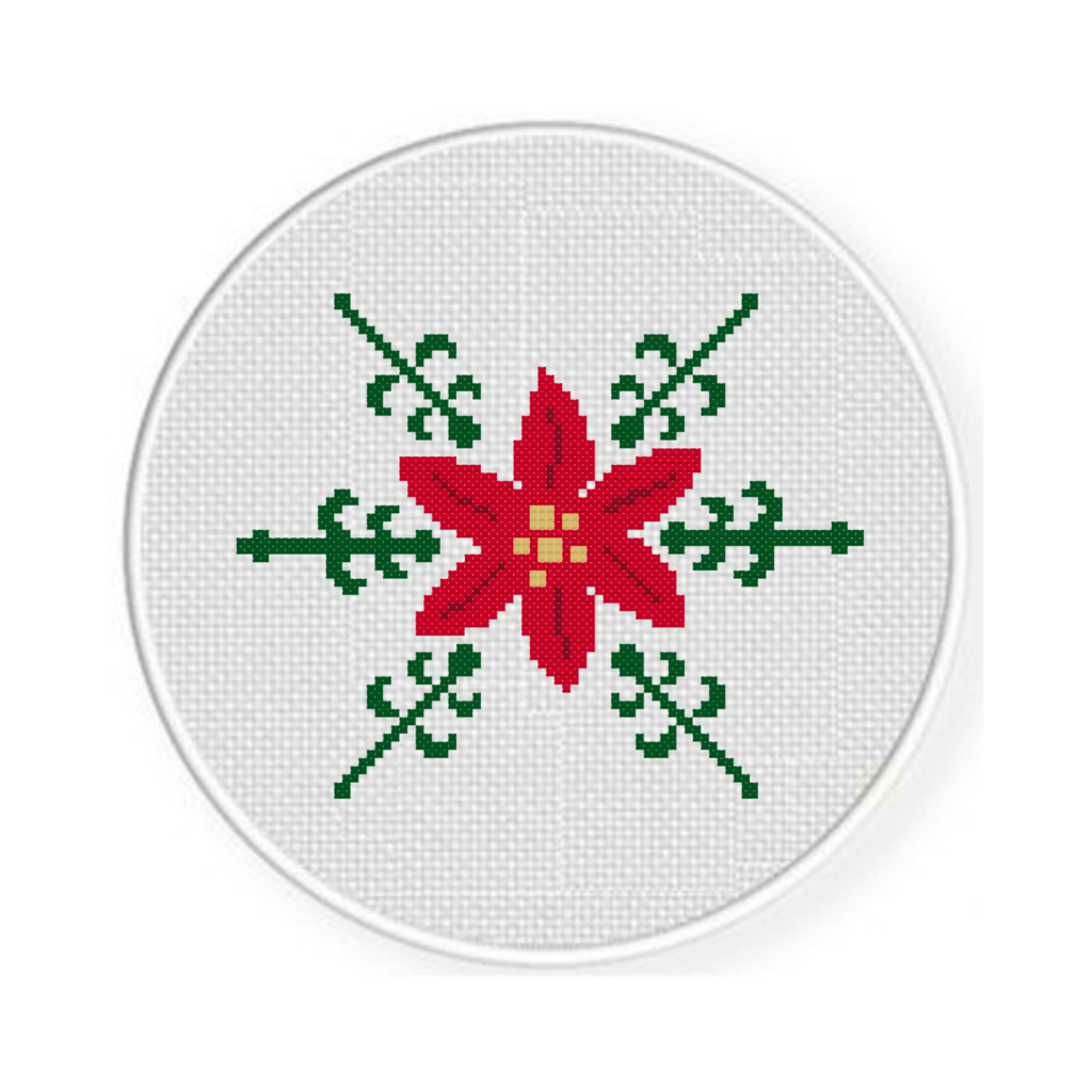 Poinsettia Flower Deco Cross Stitch Pattern – Daily Cross Stitch