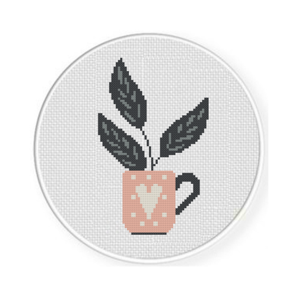 Big Leaves Pot Cross Stitch Pattern – Daily Cross Stitch
