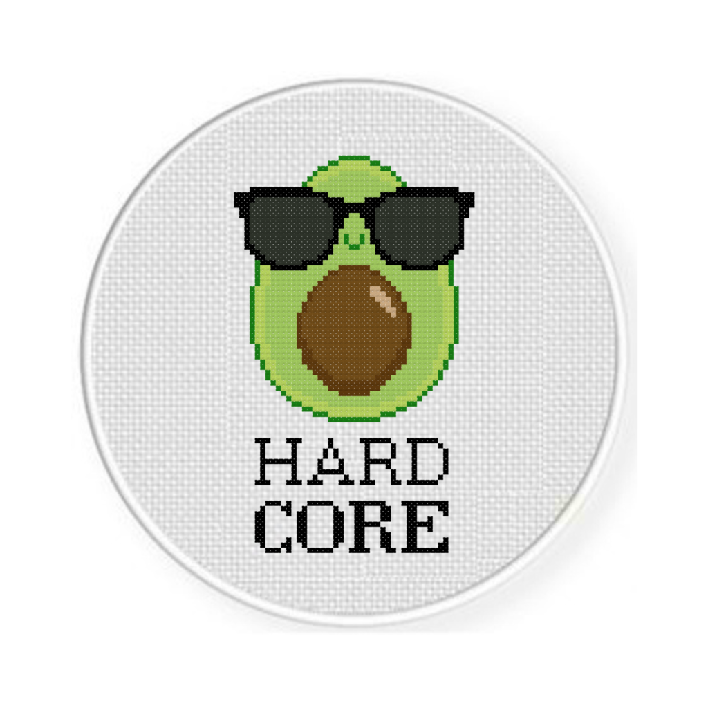 Hard Core Avocado Cross Stitch Pattern – Daily Cross Stitch