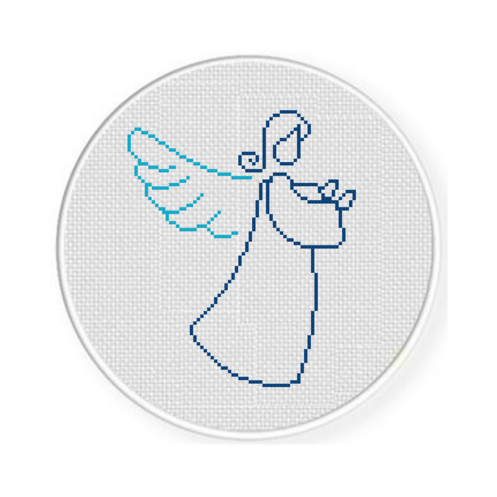 Angel Outline Side Cross Stitch Pattern – Daily Cross Stitch