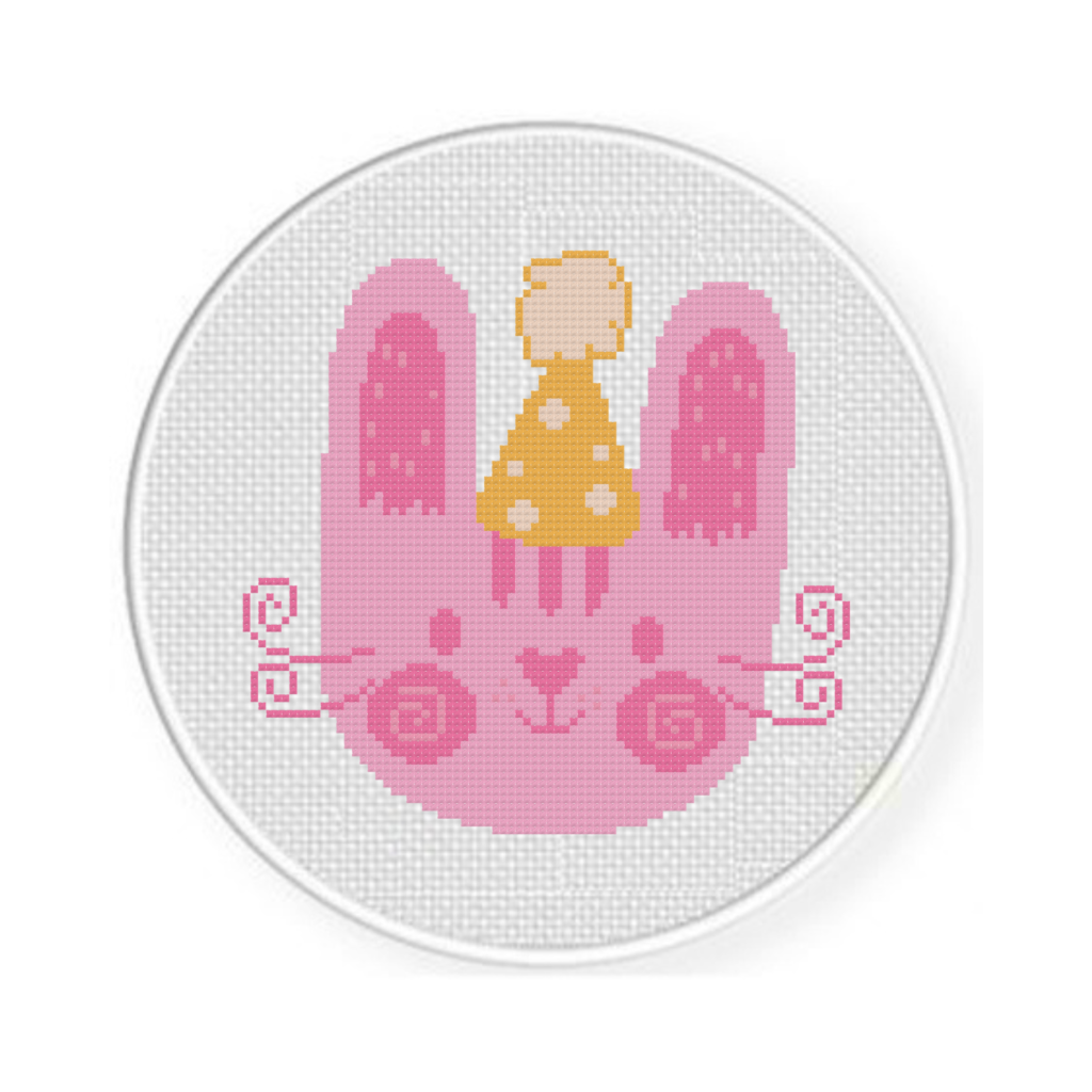 Pink Party Bunny Cross Stitch Pattern – Daily Cross Stitch