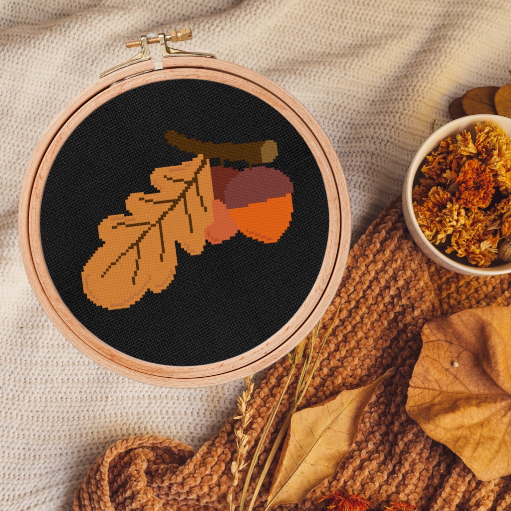 Acorn Branch Cross Stitch Pattern – Daily Cross Stitch