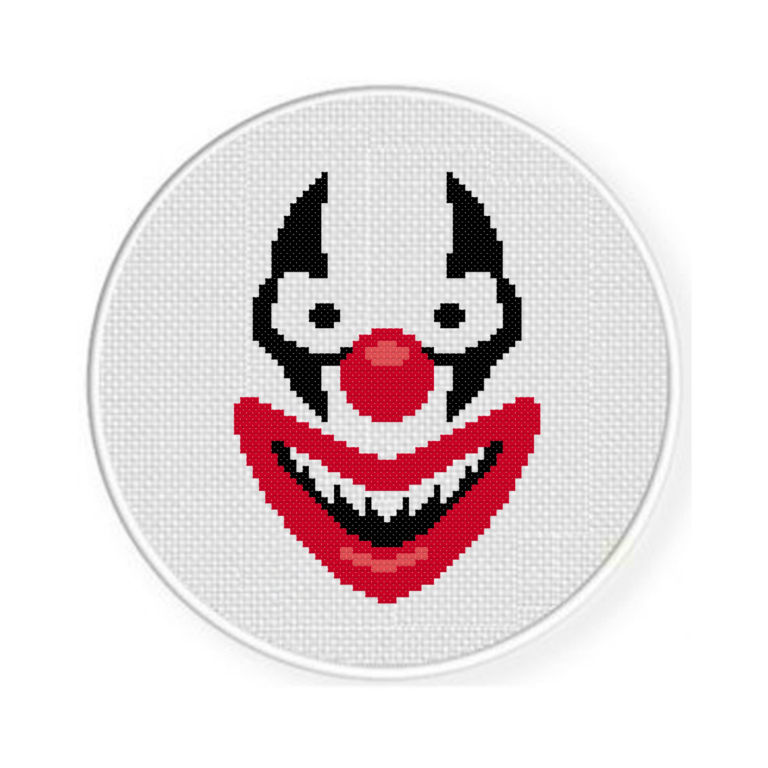Creepy Clown Face Cross Stitch Pattern – Daily Cross Stitch