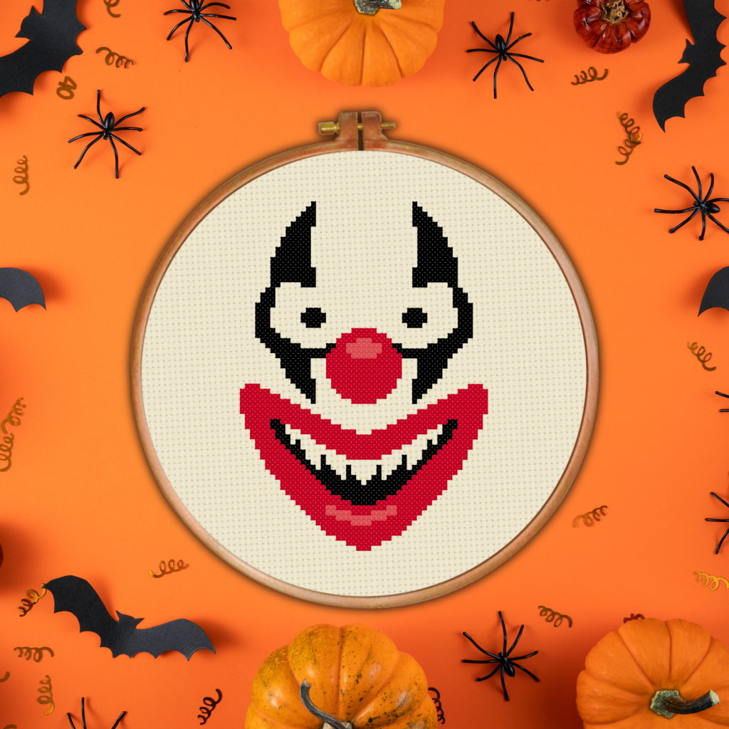 Creepy Clown Face Cross Stitch Pattern – Daily Cross Stitch