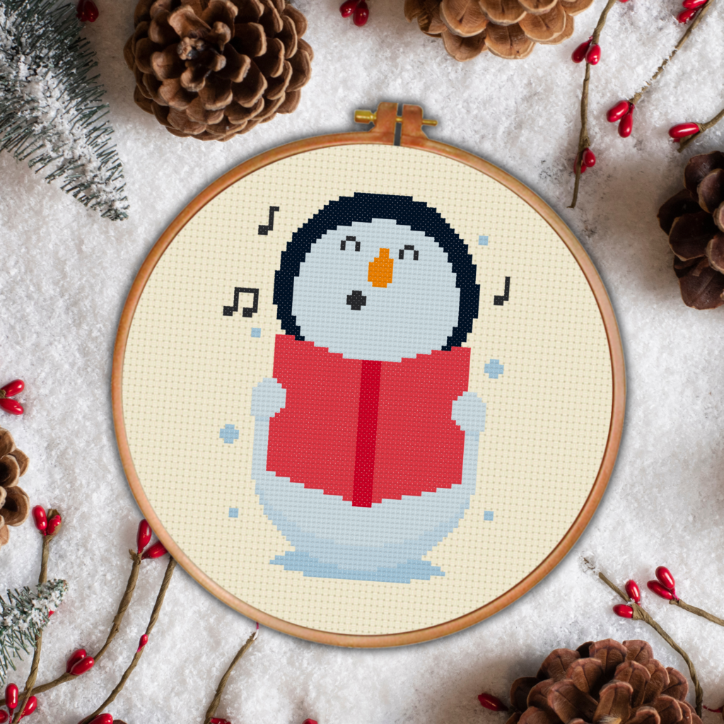 Singing Snowman with Hat Cross Stitch Pattern – Daily Cross Stitch