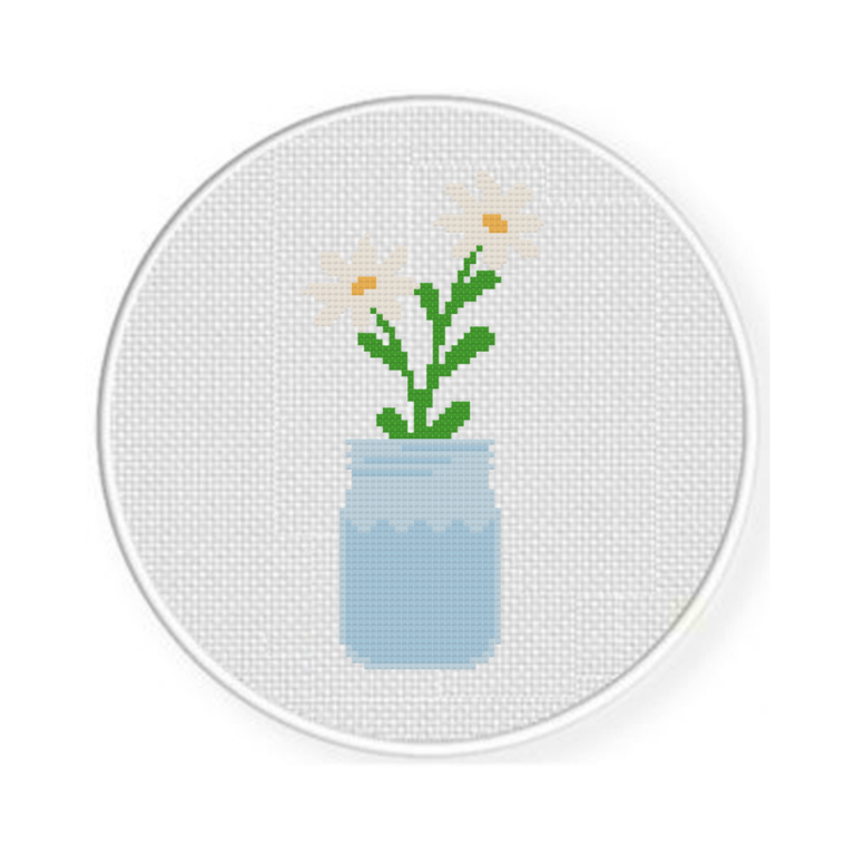 Daisy in Mason Jar Cross Stitch Pattern – Daily Cross Stitch