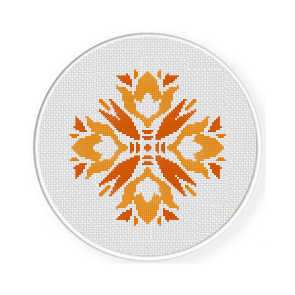 Orange Damask Square Cross Stitch Pattern – Daily Cross Stitch