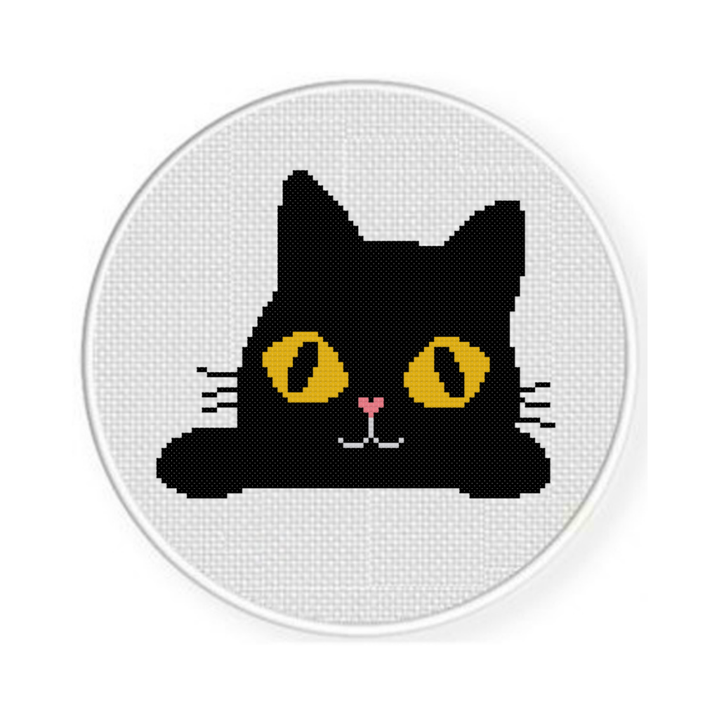 Cutesy Black Cat Cross Stitch Pattern – Daily Cross Stitch