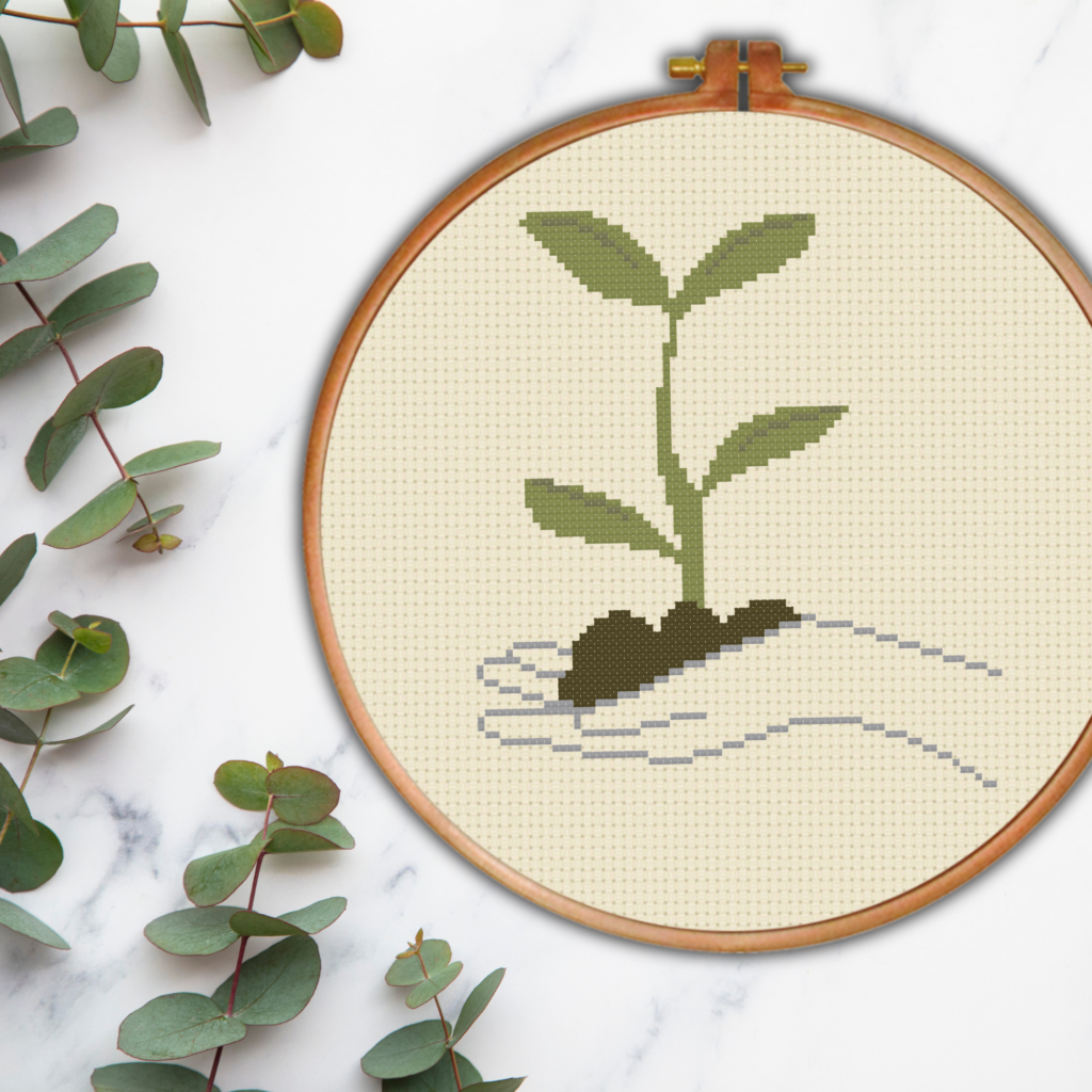 Plant Hand Cross Stitch Pattern – Daily Cross Stitch