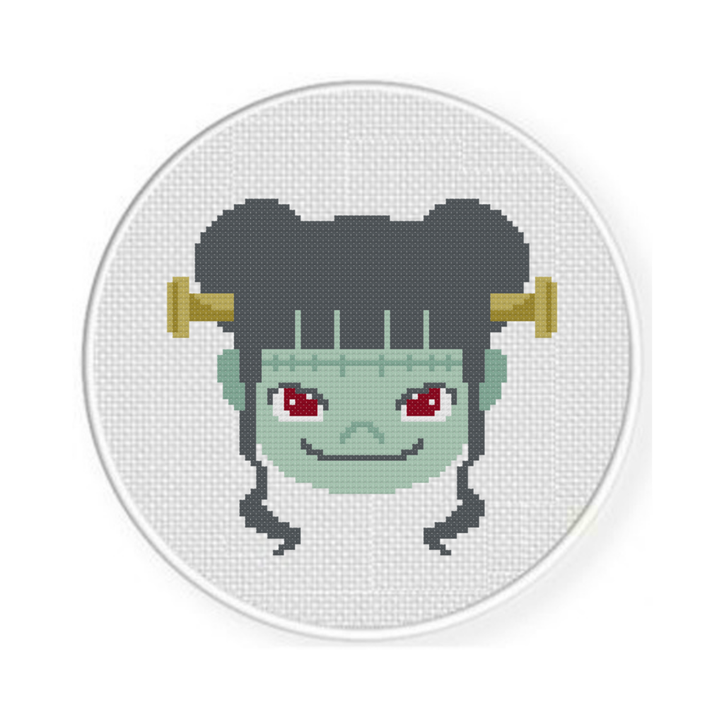 Franken Girl Head Cross Stitch Pattern – Daily Cross Stitch