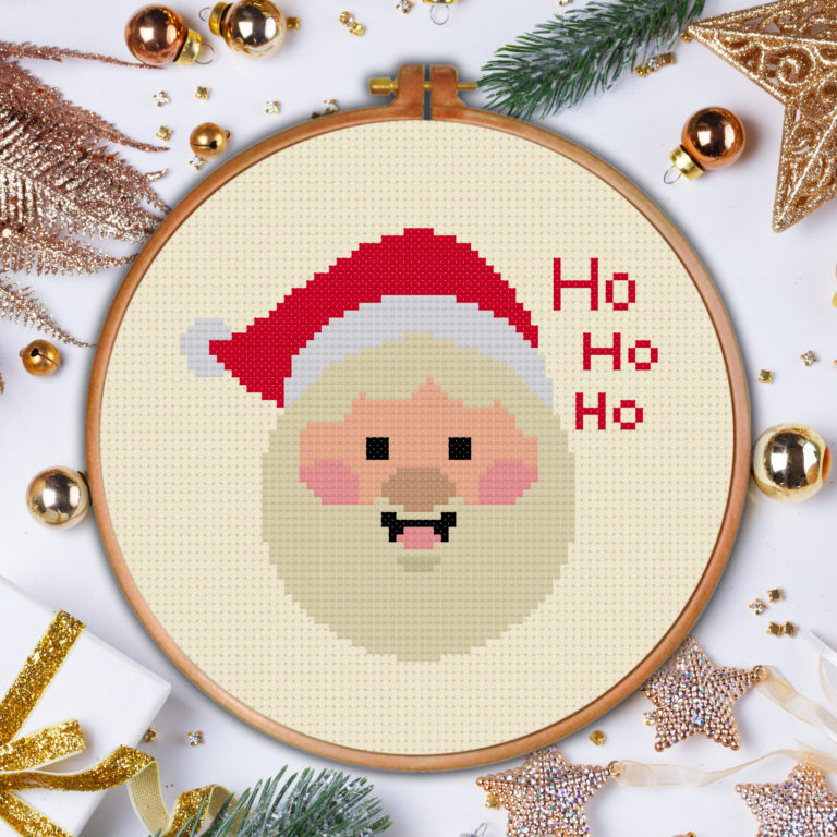 Santa Claus Head Cross Stitch Pattern – Daily Cross Stitch
