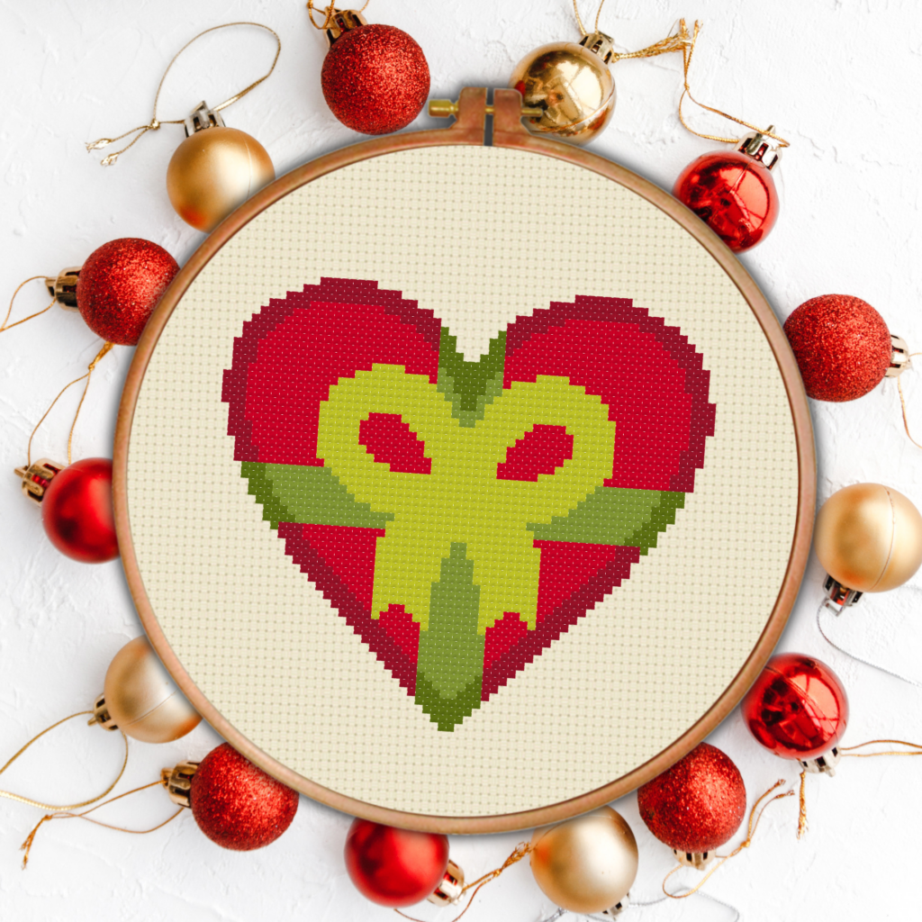Heart Shaped Gift Cross Stitch Pattern – Daily Cross Stitch