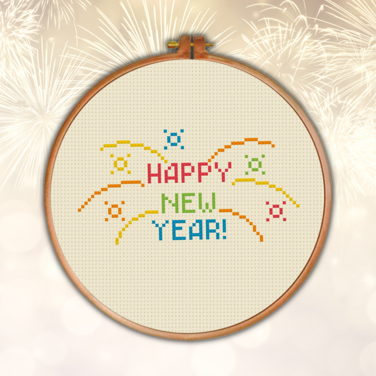 Happy New Year Cross Stitch Pattern – Daily Cross Stitch