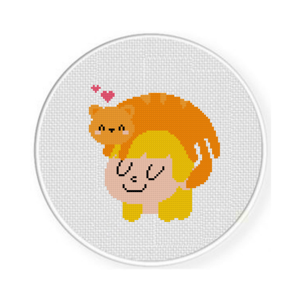 Orange Cat Love Cross Stitch Pattern – Daily Cross Stitch