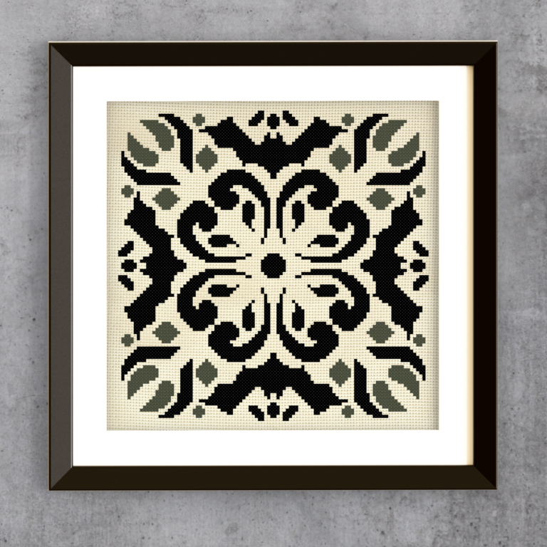 Spook Bat Tile Cross Stitch Pattern – Daily Cross Stitch